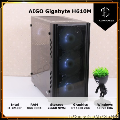 AIGO Black Mini Gigabyte H610M Intel Core i3-12100F 8GB DDR4 RAM 256GB ...