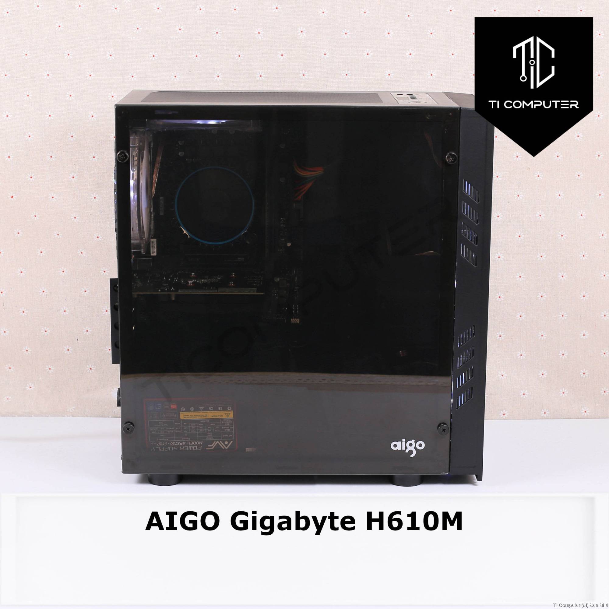 AIGO Black Mini Gigabyte H610M Intel Core i3-12100F 8GB DDR4 RAM 256GB NVMe SSD GT 1030 2GB Win ...