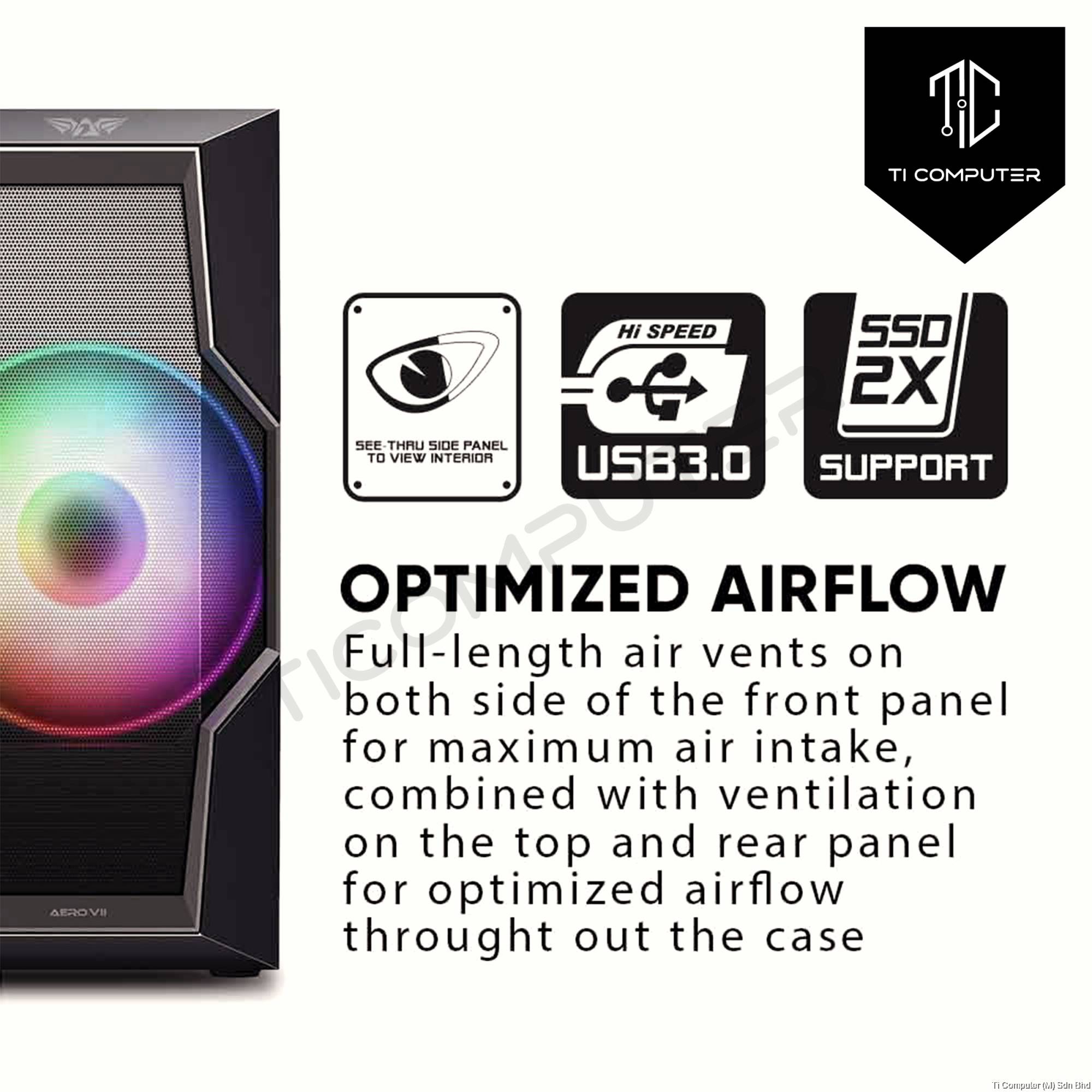 Armaggeddon AERO VII ATX Tempered Glass Side Panel with Removable Front ...
