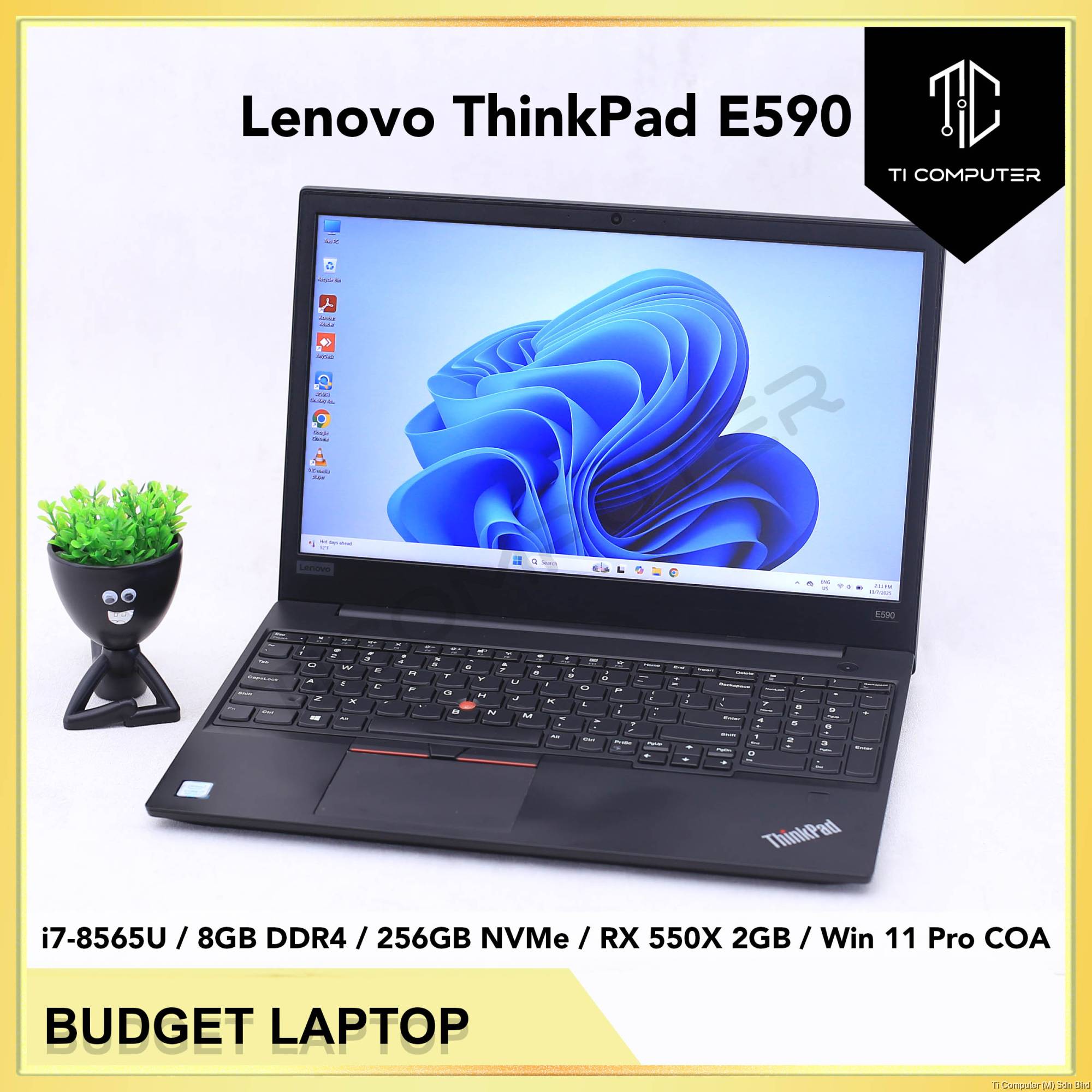Lenovo ThinkPad E590 Intel Core i7-8565U 8GB DDR4 RAM 256GB NVMe SSD RX ...