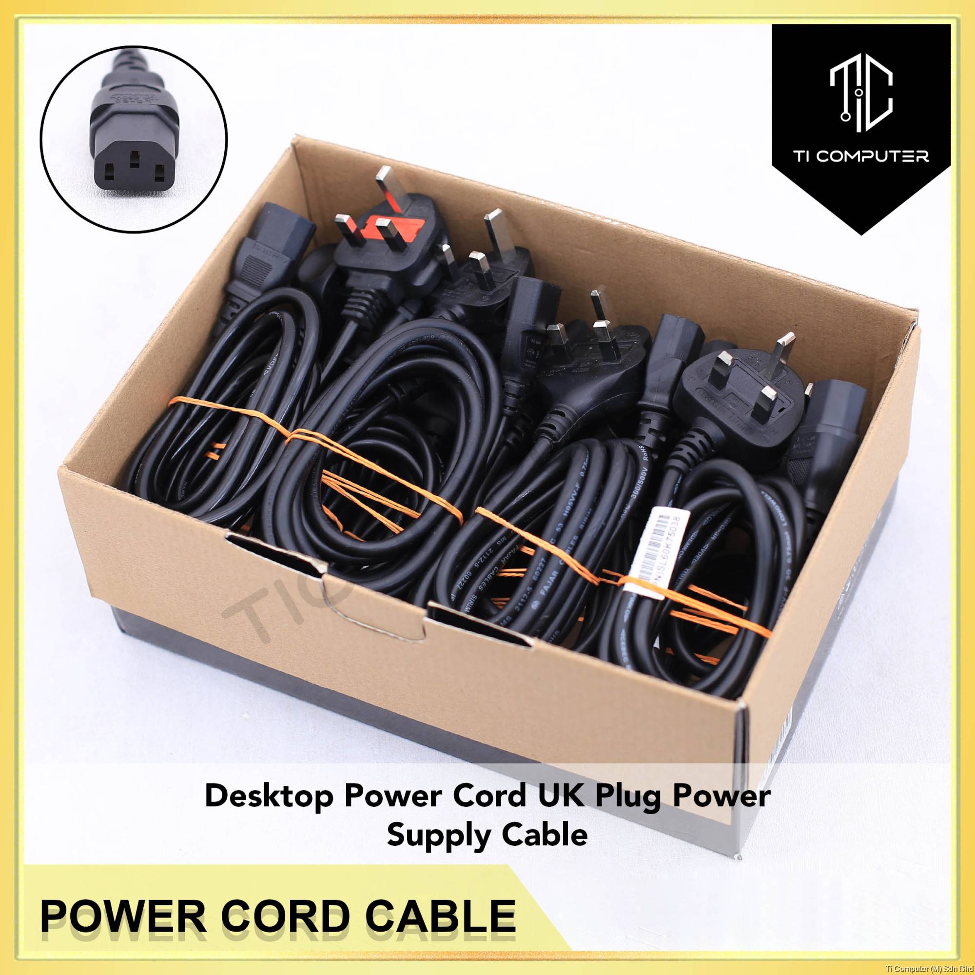 Used PC Power Cord BS-1363/A UK Plug to C13 13A Power Supply Cable