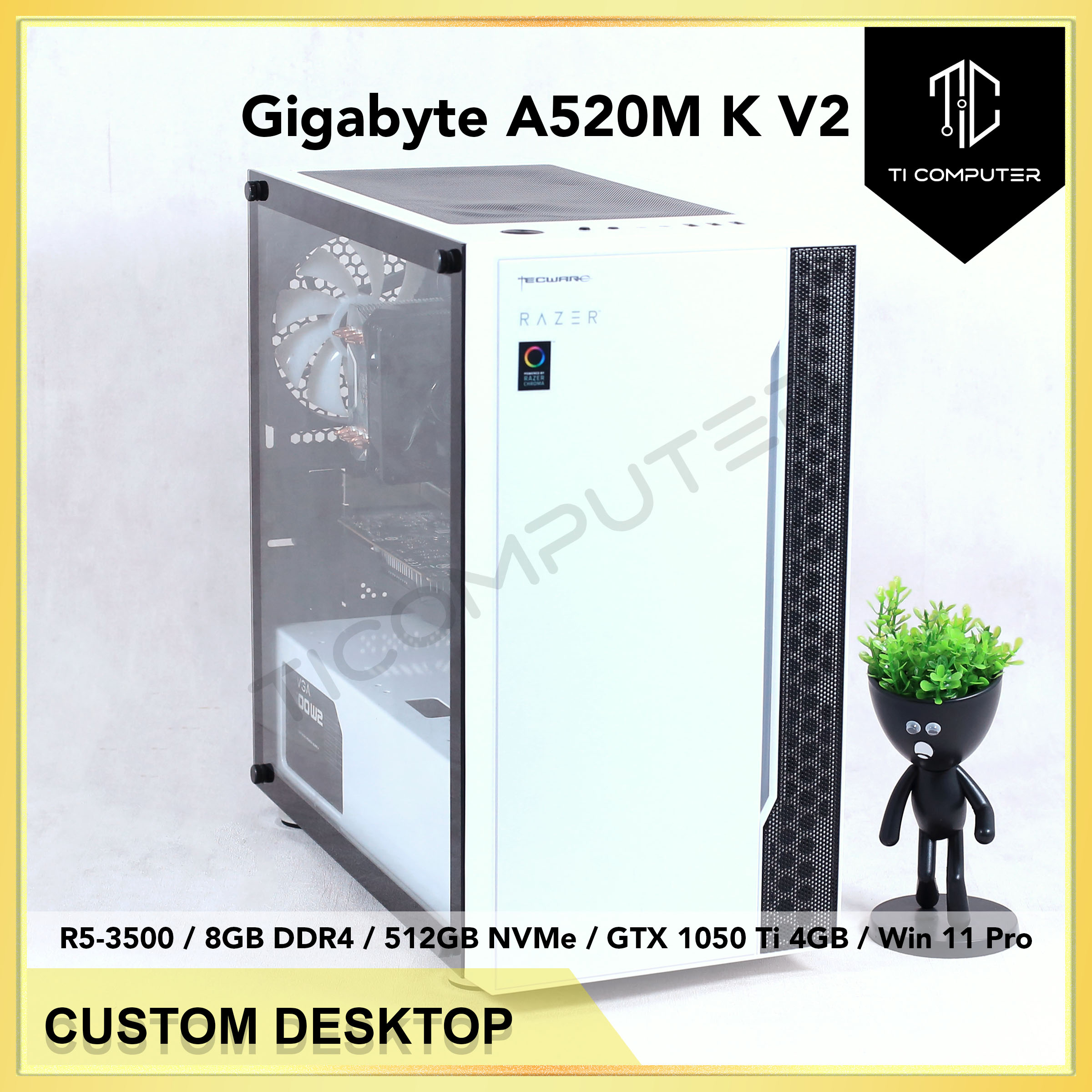 Tecware M3 TG MATX Gigabyte A520M K V2 AMD R5 3500 3.6GHz 8GB DDR4 RAM ...