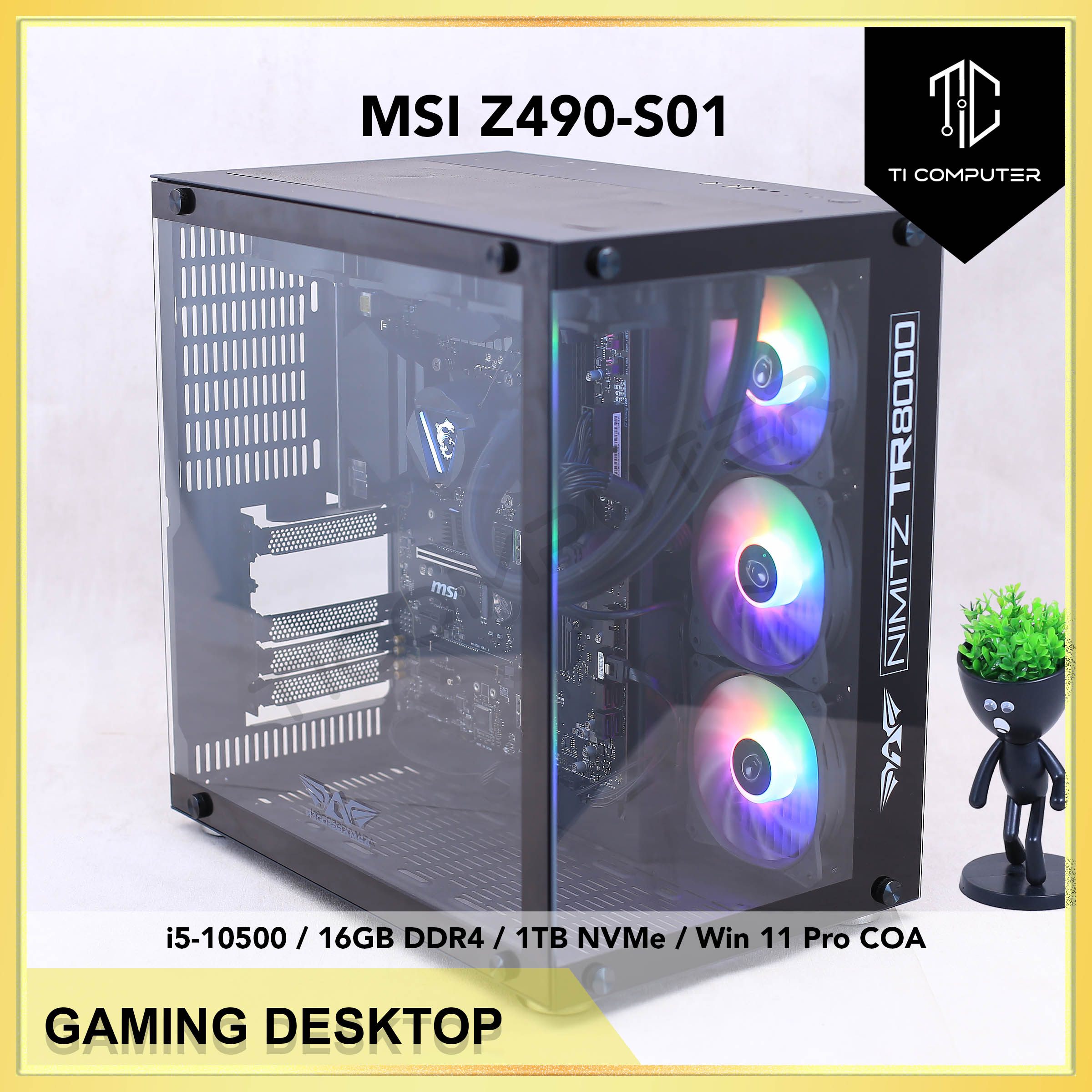 NIMITZ TR8000 MSI Z490-S01 Intel Core i5-10500 16GB DDR4 RAM 1TB NVMe ...