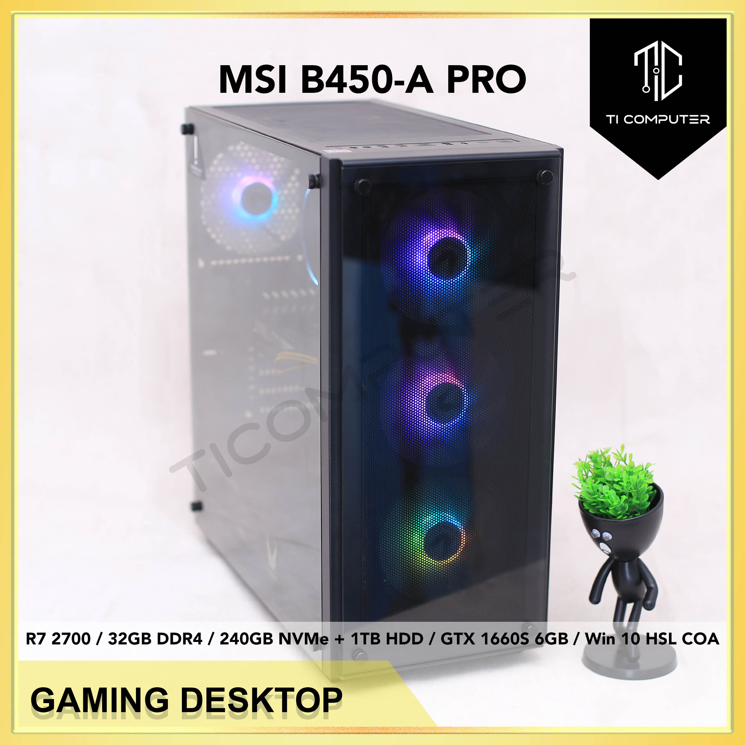 INVASION Black MSI B450-A PRO Ryzen 7 2700 32GB DDR4 RAM 240GB SSD ...