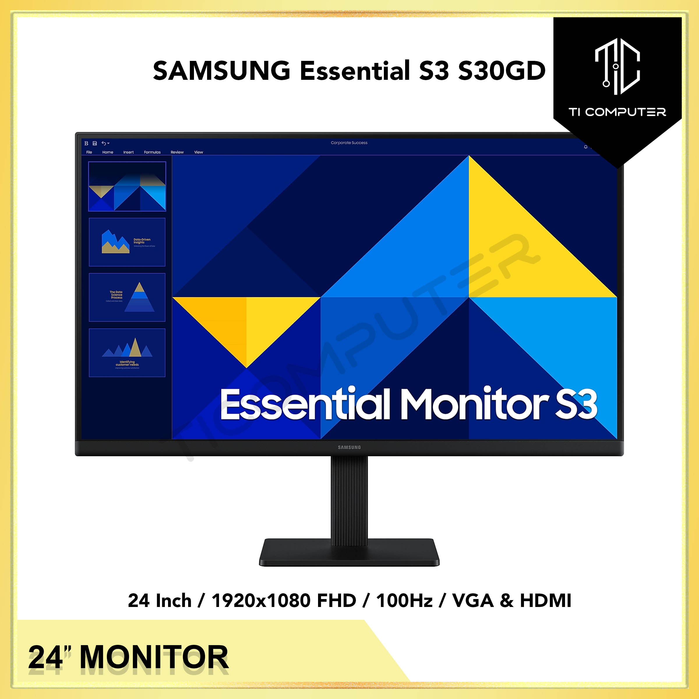 SAMSUNG Super Slim 24 Inch Essential Monitor S3 S30GD LS24D300GAEXXS ...