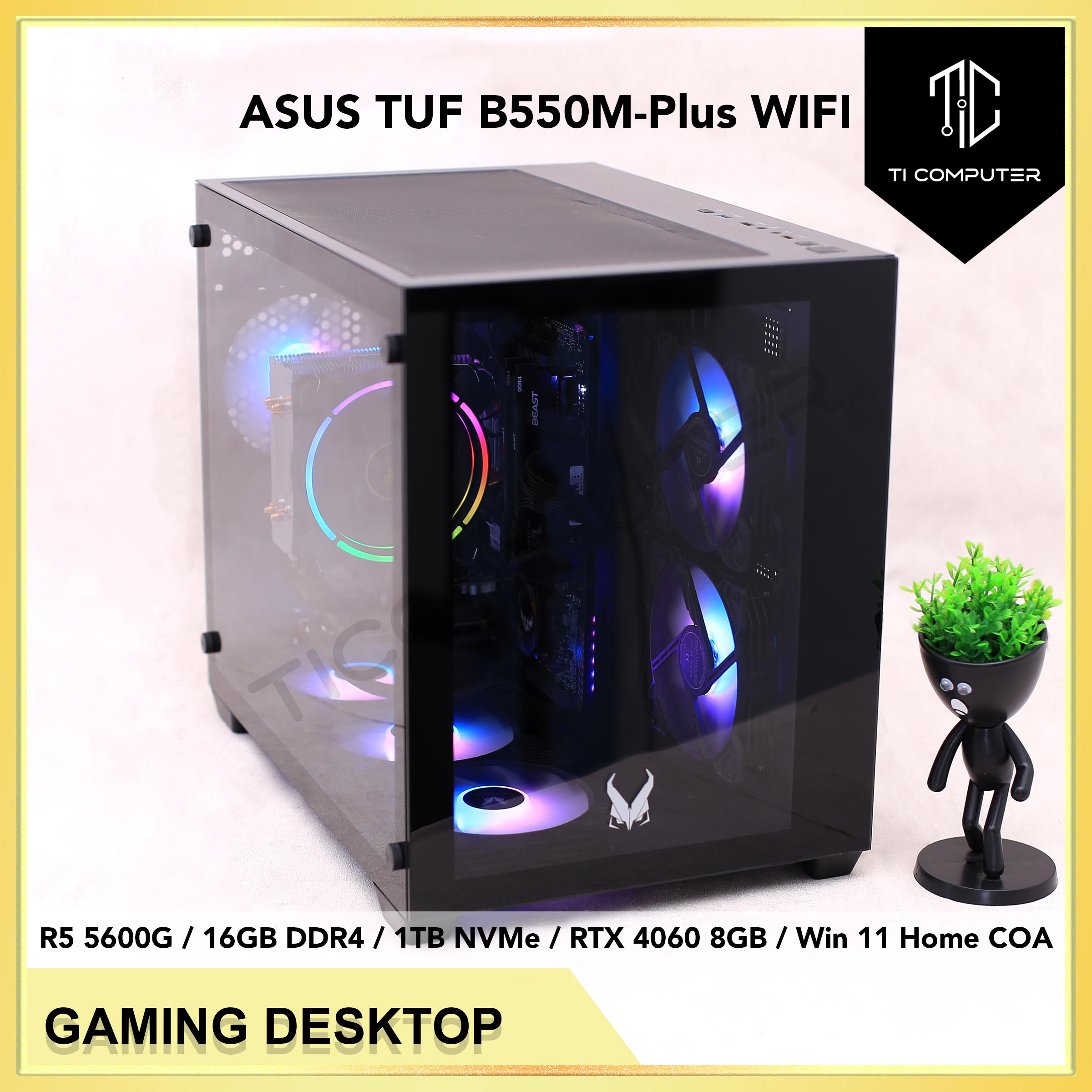 INVASION D-9000 ATX ASUS TUF B550M-Plus WIFI Ryzen 5 5600G 16GB DDR4 ...